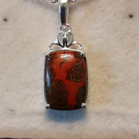 estate 925 | Jewelry | 575ctw Genuine Red Agate 925 Sterling Pendant ...